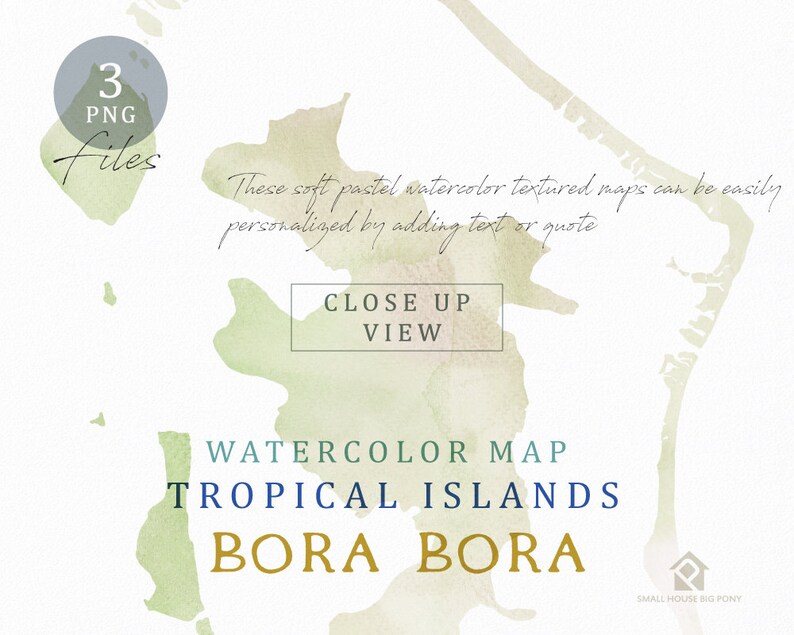 Bora Bora Map Watercolor Map Instant Download Digital Map | Etsy