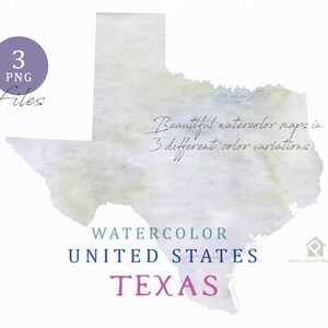 Texas Map, Watercolor Map, Digital Map, Map Clipart, Wall Art, Color ...