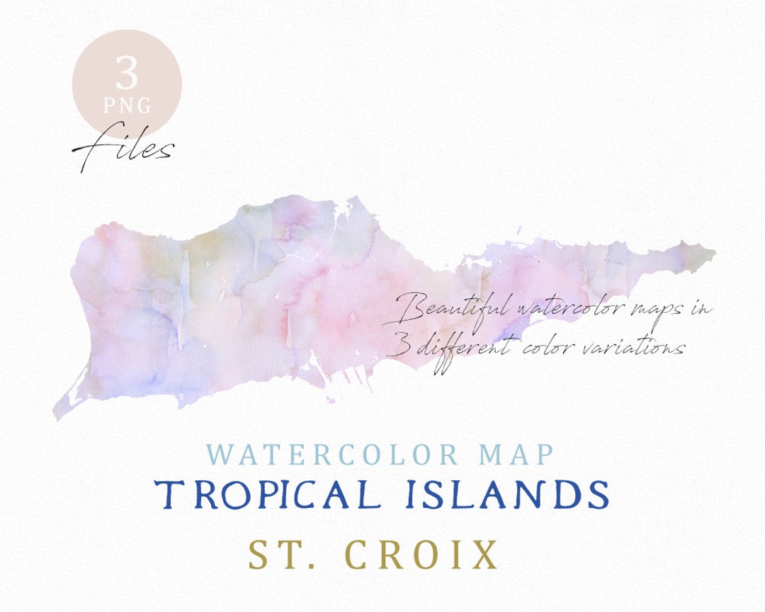 St. Croix Map, Watercolor Map, Instant Download, Digital Map, Map ...