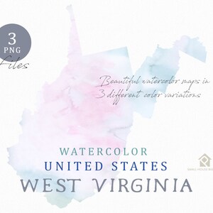 West Virginia Map, Watercolor Map, Digital Map, Map Clipart, Wall Art ...
