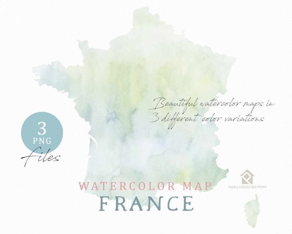 France Map, Watercolor Map, Instant Download, Digital Map, Map Clipart ...