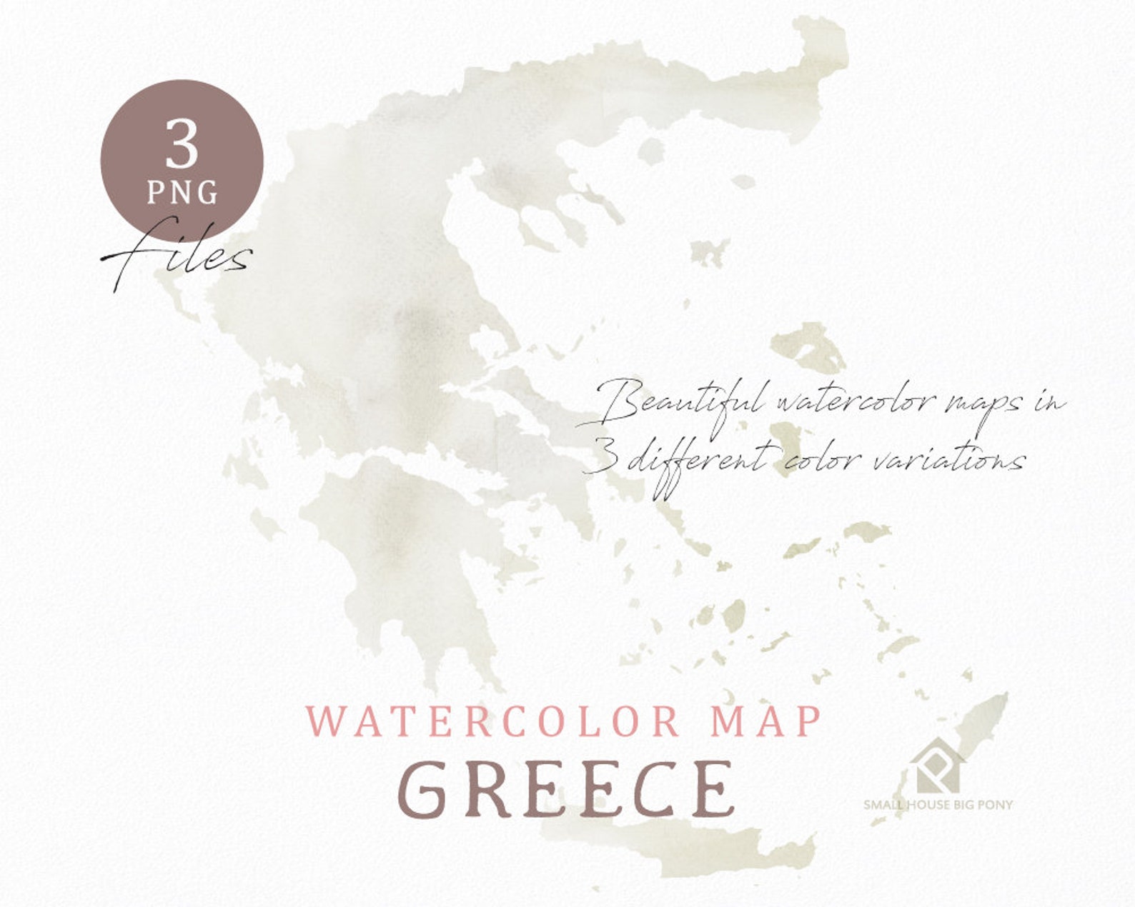 Greece Map, Watercolor Map, Instant Download, Digital Map, Map Clipart ...