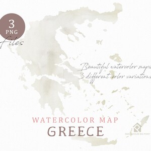 Greece Map, Watercolor Map, Instant Download, Digital Map, Map Clipart ...