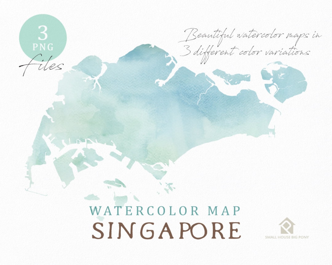 Singapore Map, Watercolor Map, Instant Download, Digital Map, Map ...