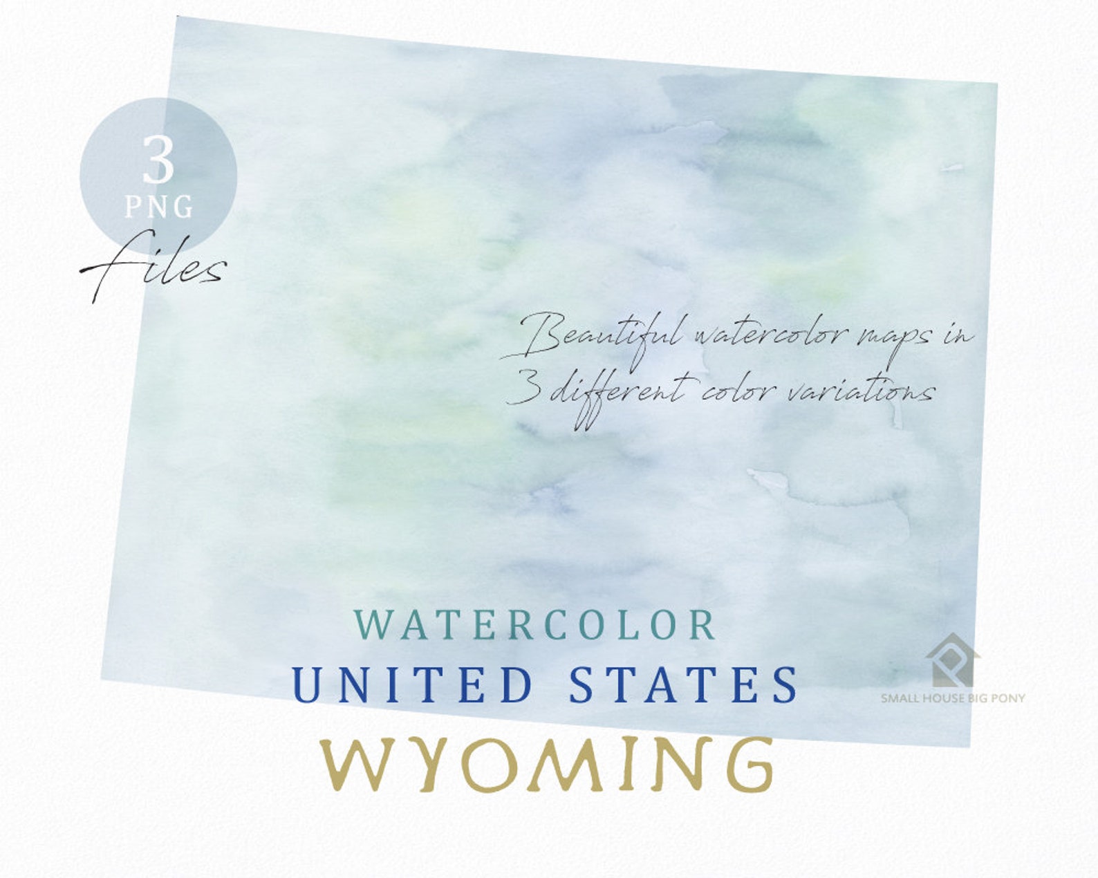 Wyoming Map Watercolor Map Digital Map Map Clipart Wall | Etsy