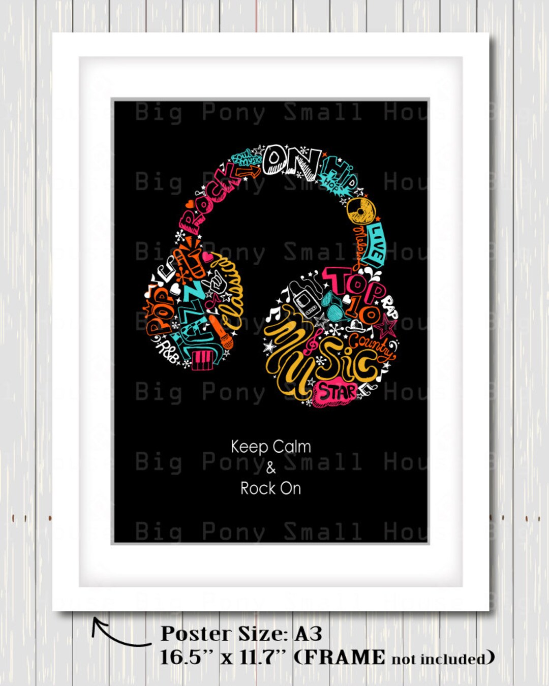 Keep Calm and Rock on Poster Clipart, Clip Art Poster, Music Notes Clip ...