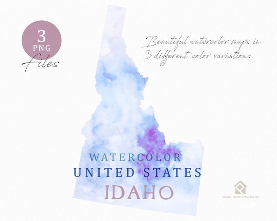 Idaho Map Watercolor Map Digital Map Map Clipart Wall Art | Etsy