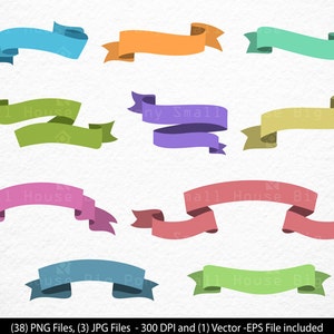 Banner Clipart, Ribbon Banner Clip Art, Vector Clipart, Instant Digital ...