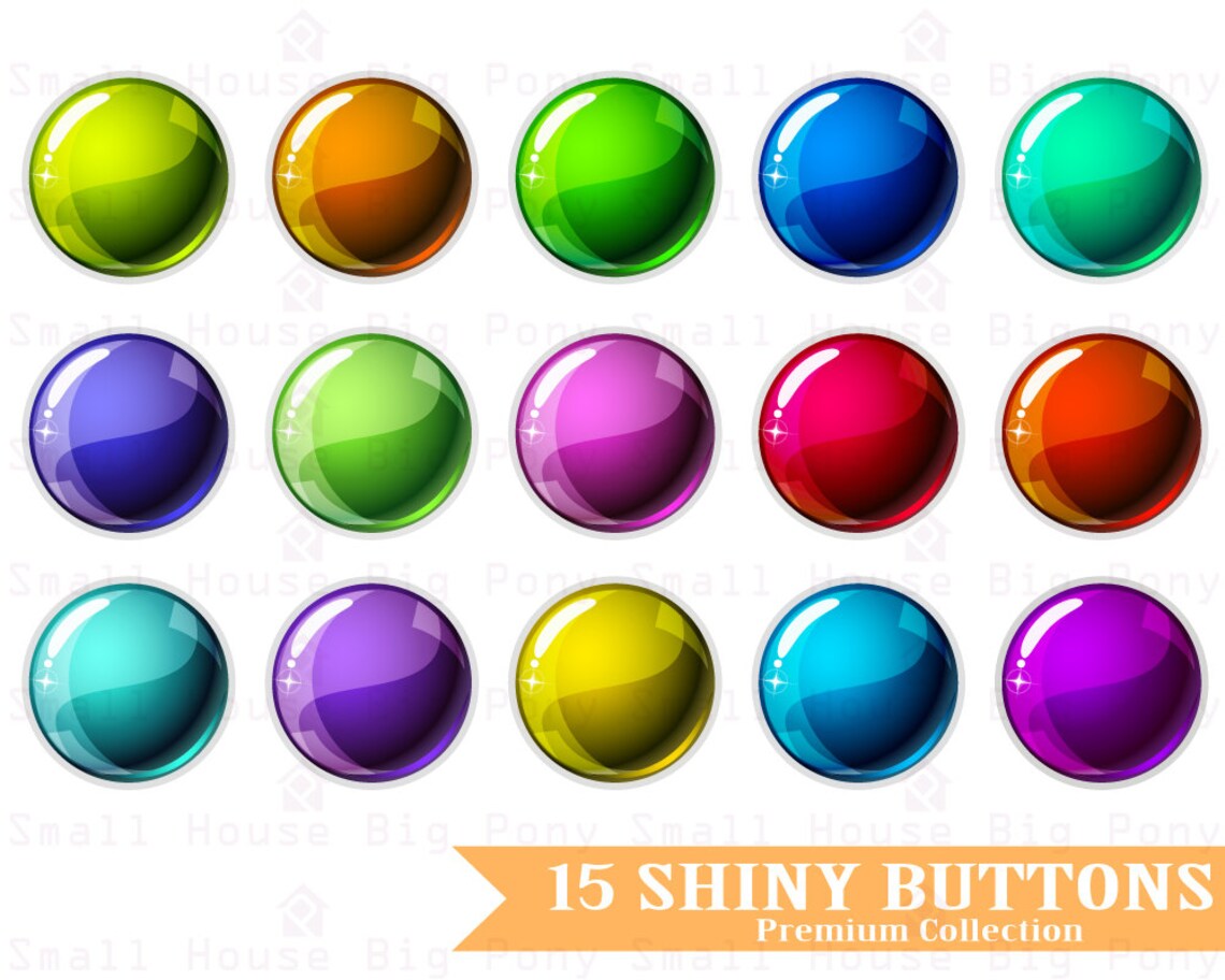 Shiny Buttons Clip Art Clipart Instant Download Digital - Etsy