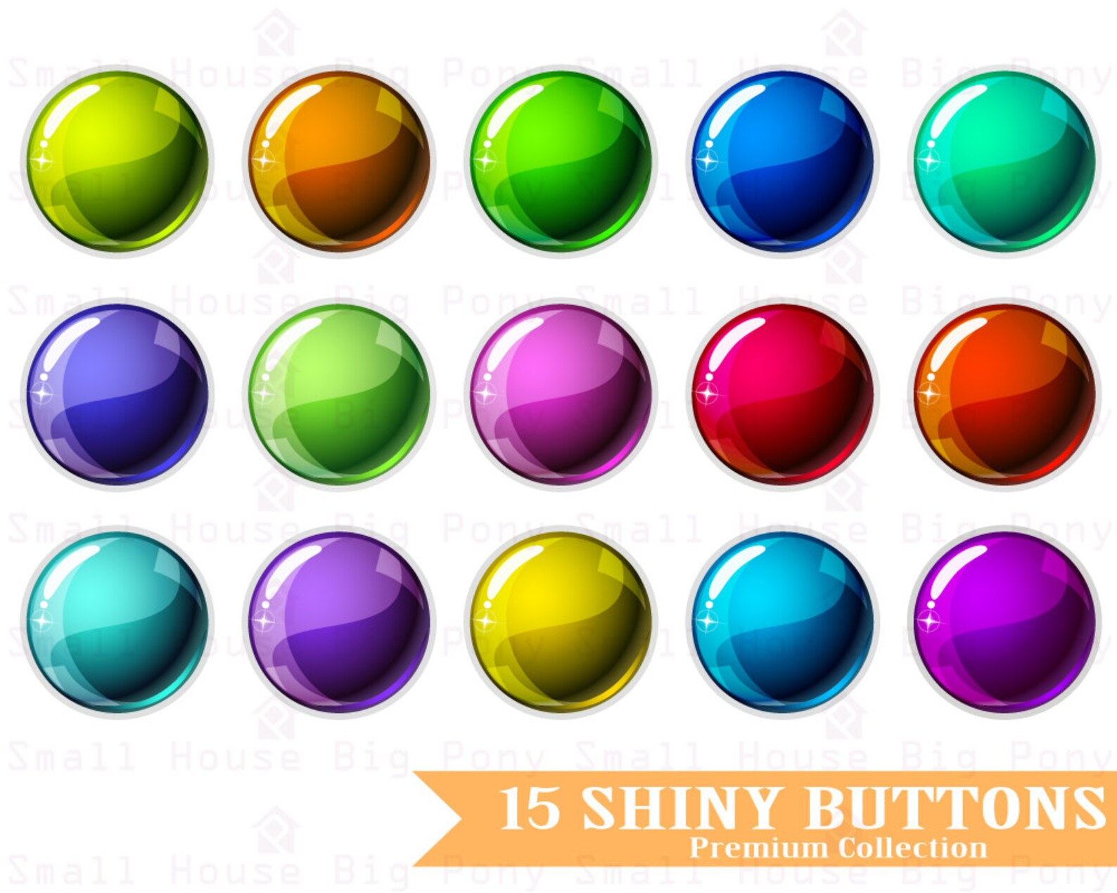 Shiny Buttons Clip Art, Clipart - Instant Download Digital Clip Art - 1 ...
