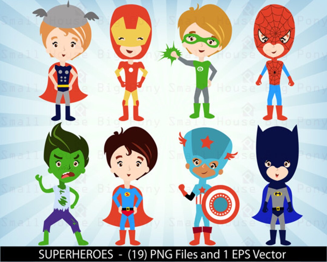 Superhero Digital Clipart, Superhero Clipart, Super Hero Clipart, Hero ...