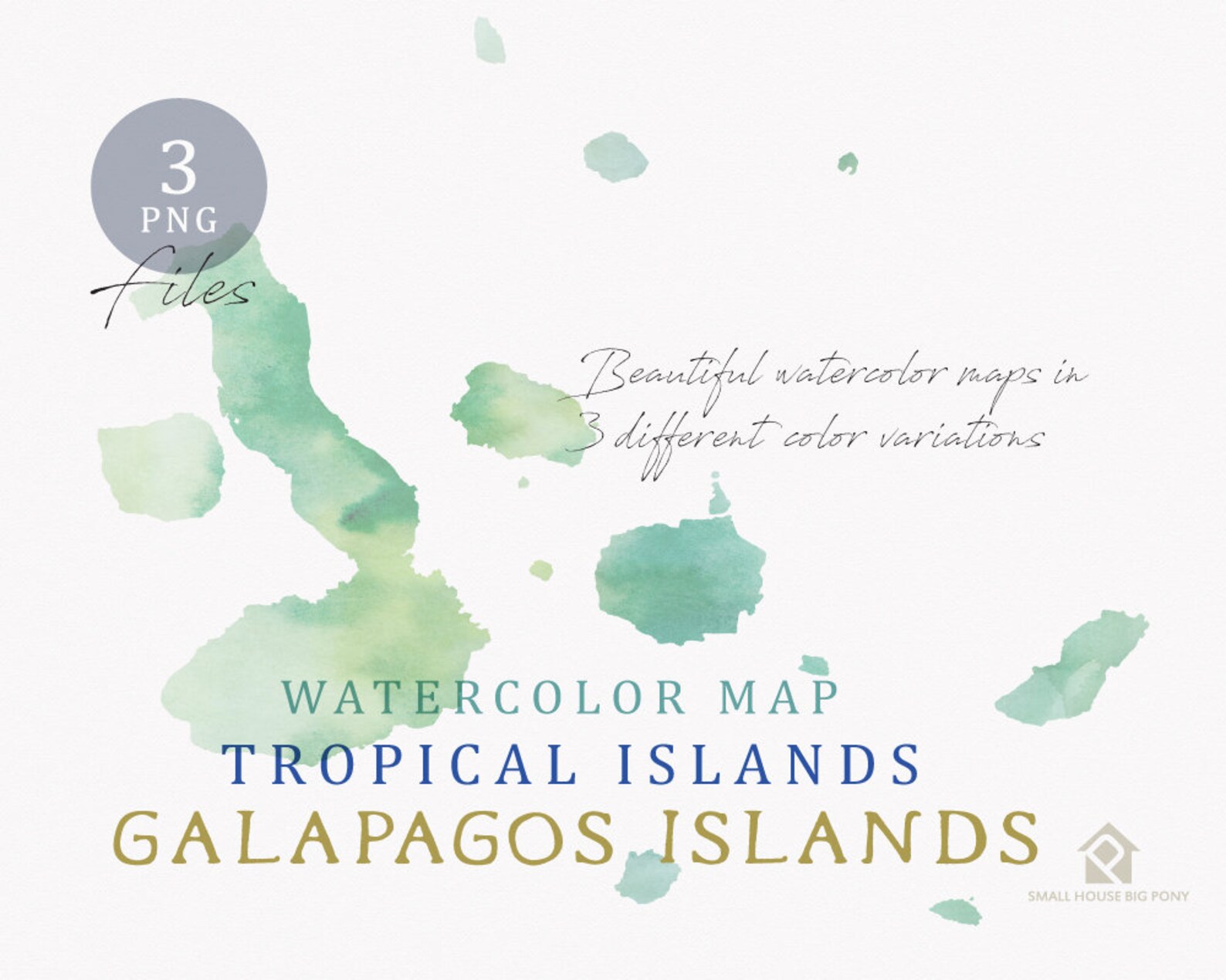 Galapagos Islands Map Watercolor Map Instant Download - Etsy
