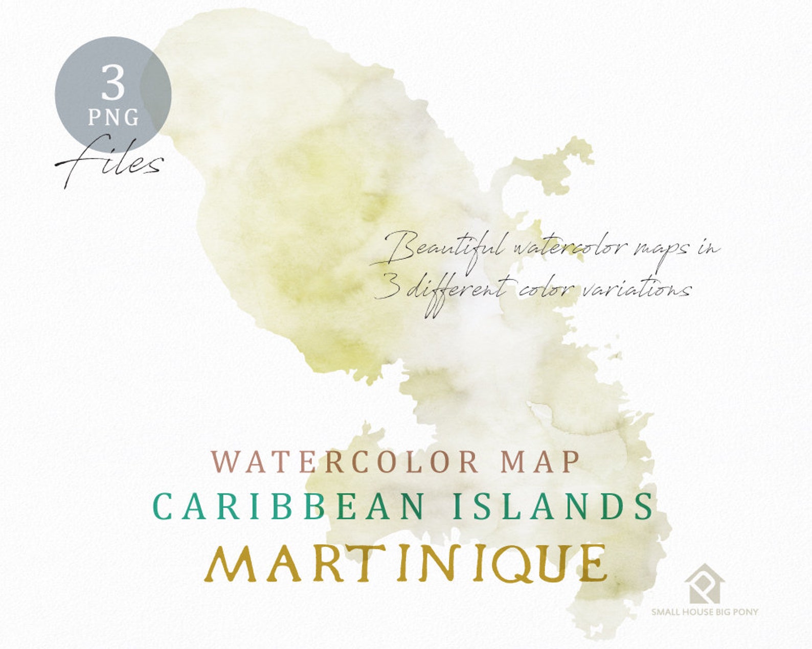 Martinique Map Watercolor Map Instant Download Digital Map | Etsy