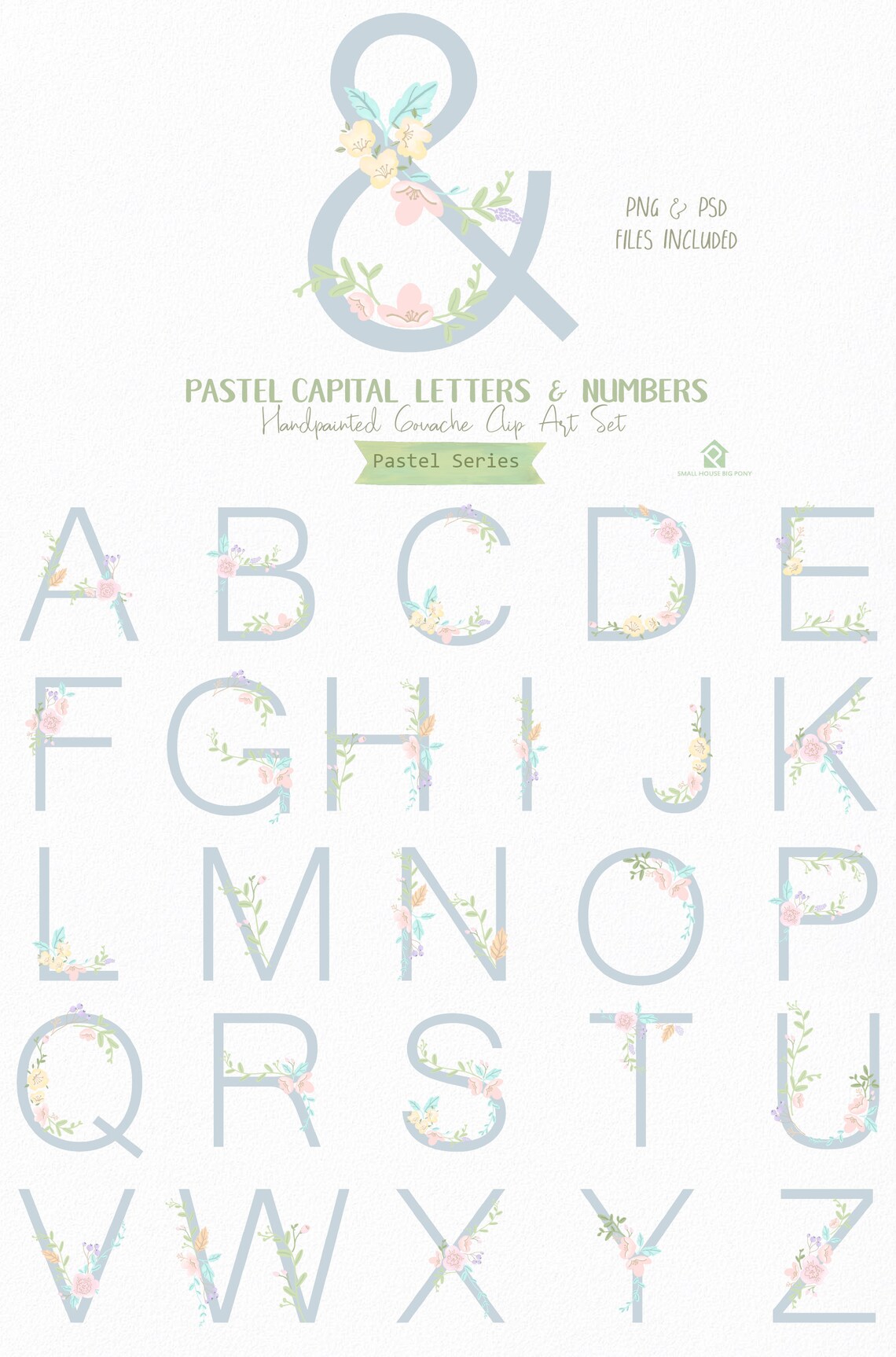 Pastel Capital Letters and Numbers Pastel Capital Letters and - Etsy