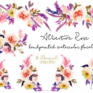 Digital Clipart- Watercolor Flower Clipart, Rose Clip Art, Floral ...