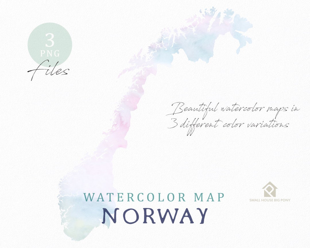 Norway Map, Watercolor Map, Instant Download, Digital Map, Map Clipart ...
