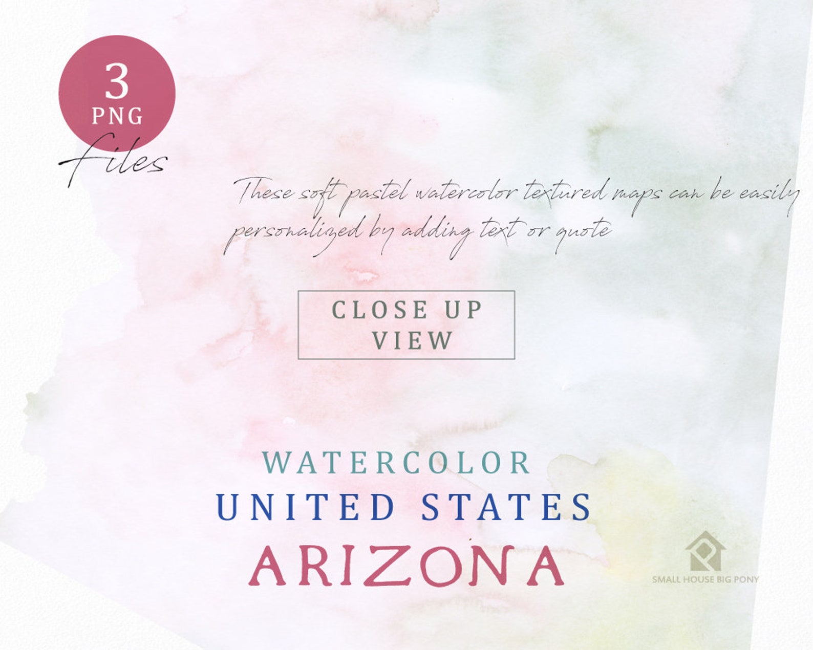 Arizona Map, Watercolor Map, Digital Map, Map Clipart, Wall Art, Color ...