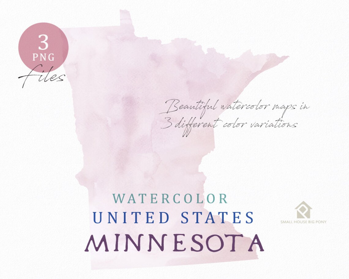 Minnesota Map Watercolor Map Digital Map Map Clipart Wall | Etsy