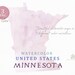 Minnesota Map, Watercolor Map, Digital Map, Map Clipart, Wall Art ...