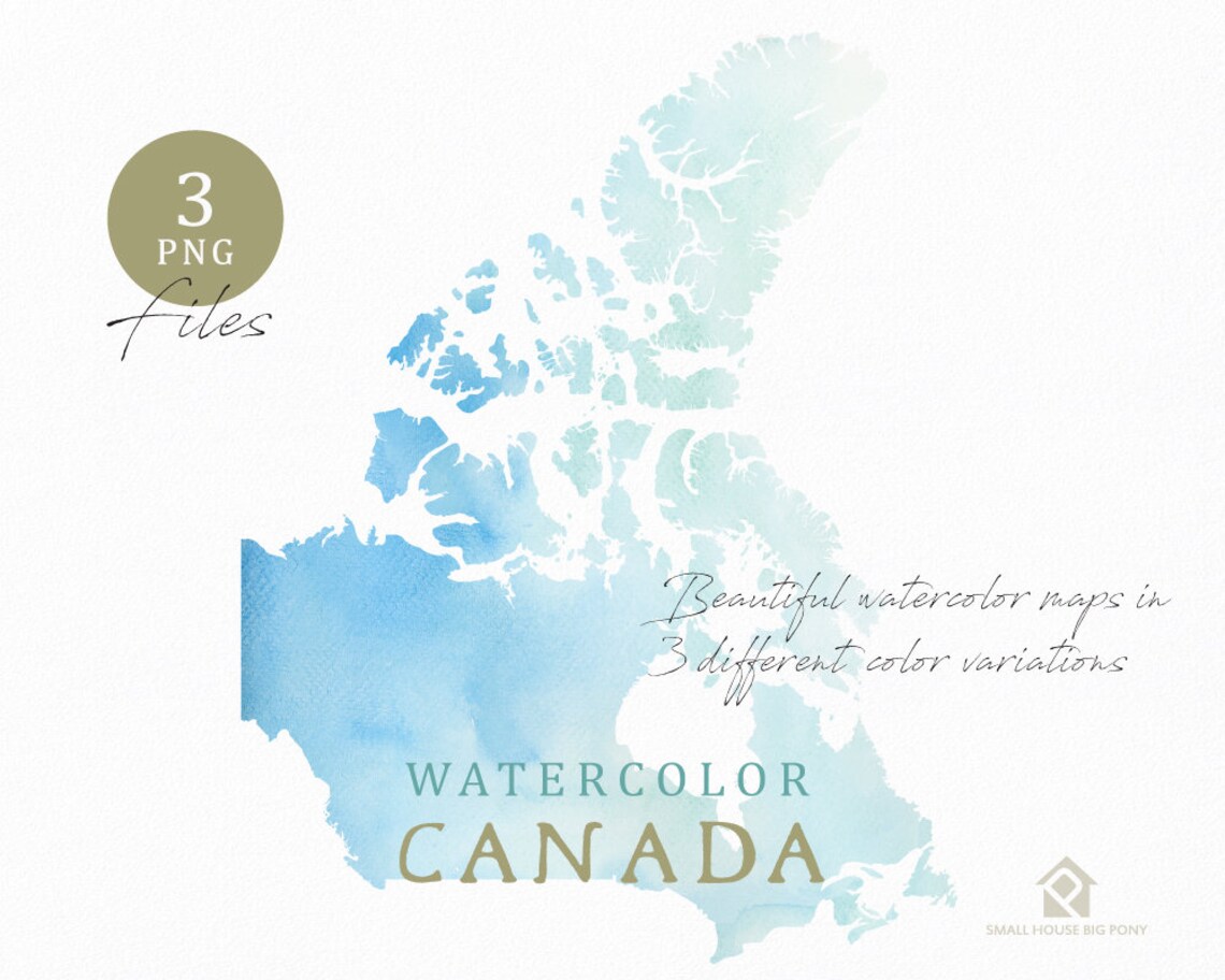 Canada Map Watercolor Map Instant Download Digital Map Map - Etsy
