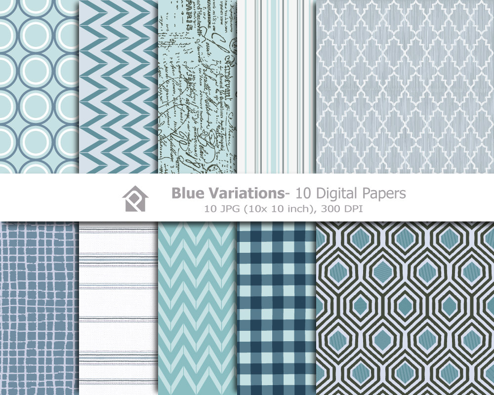Clip Art Blue, Clipart Digital Papers- Printable Digital Clip Art - 10 ...