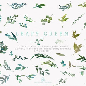 Digital Clipart- Watercolor Leaves Clipart, Wreath Clip Art, Leaf ...