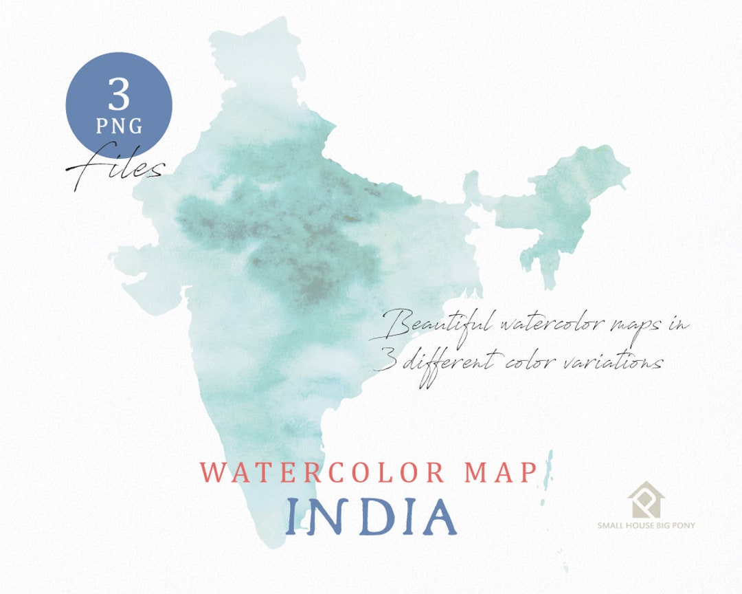 India Map, Watercolor Map, Instant Download, Digital Map, Map Clipart ...