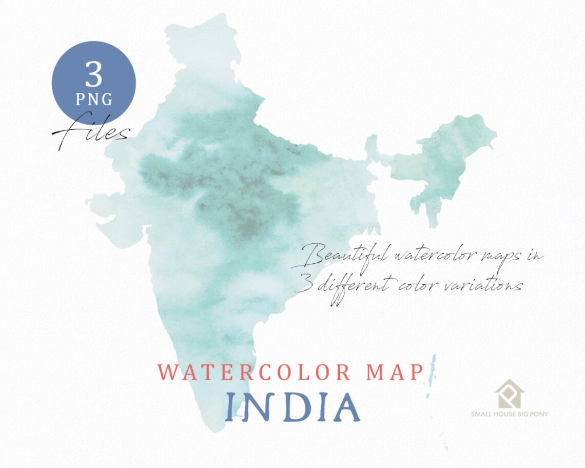 India Map Watercolor Map Instant Download Digital Map Map - Etsy