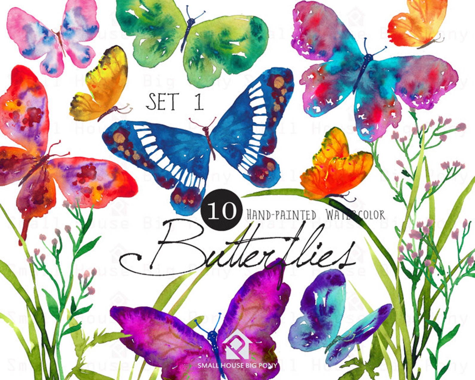Digital Clipart Watercolor Butterflies Clipart Butterfly - Etsy