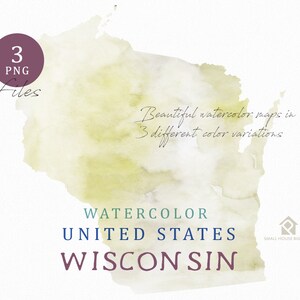 Wisconsin Map, Watercolor Map, Digital Map, Map Clipart, Wall Art ...