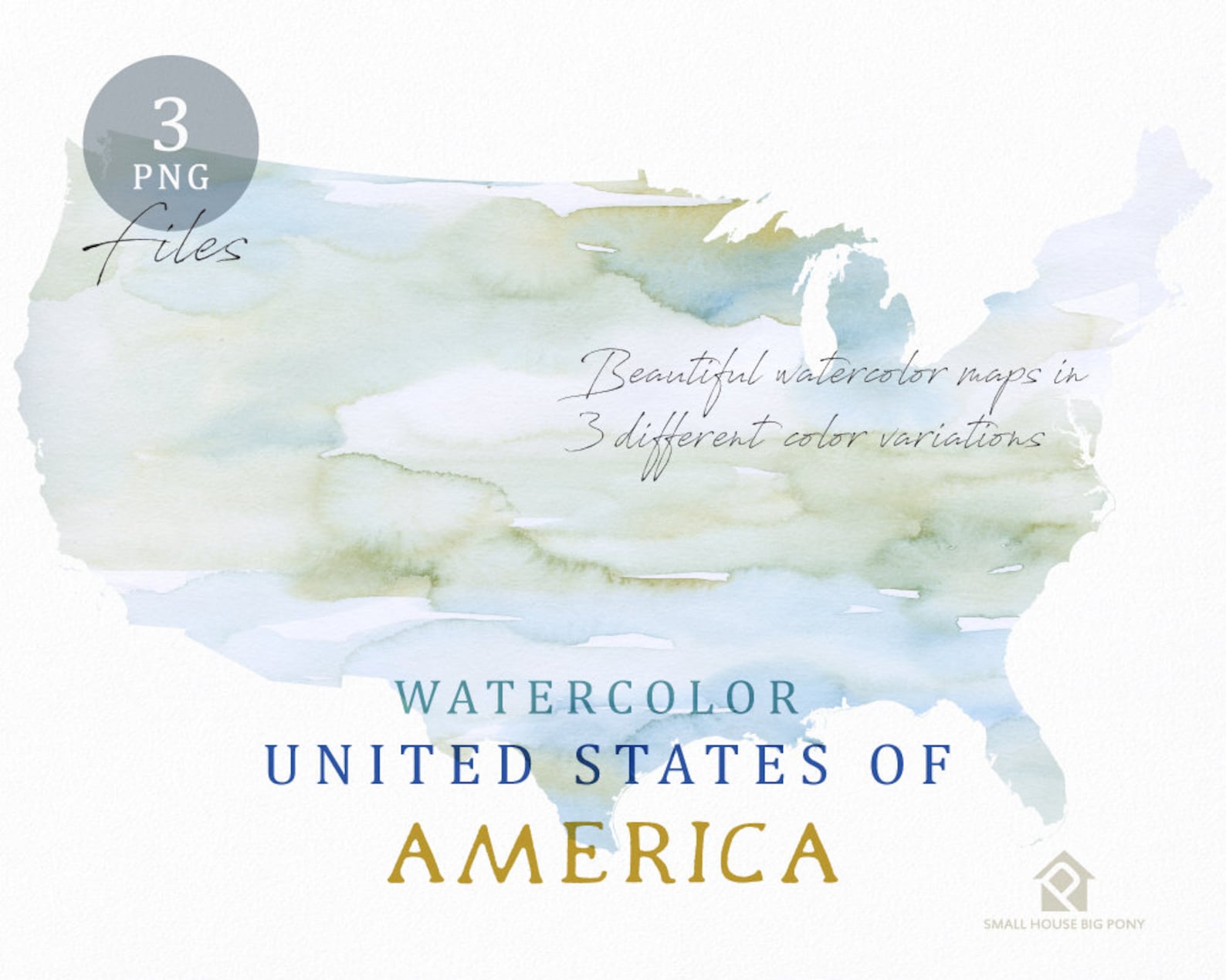 Watercolor USA Map Instant Download Digital Map Map | Etsy