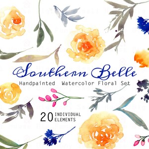 Digital Clipart- Watercolor Flower Clipart, Yellow Roses Clip Art ...