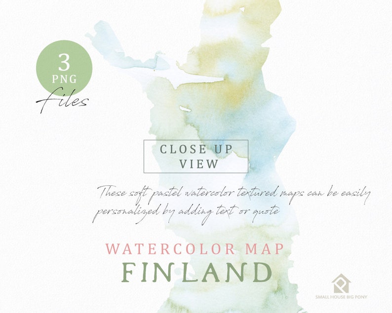 Finland Map Watercolor Map Instant Download Digital Map - Etsy