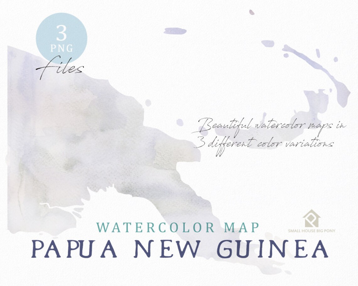 Papua New Guinea Map Watercolor Map Instant Download - Etsy
