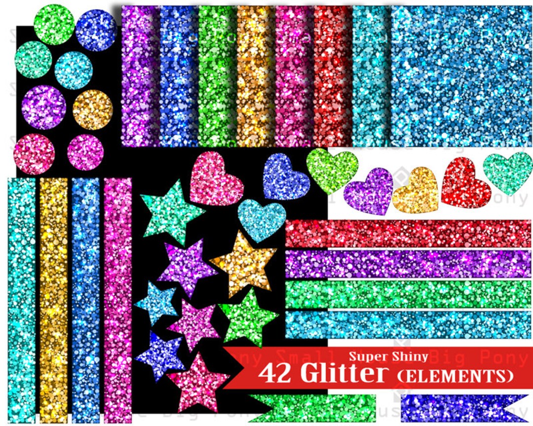 42 Rainbow Clip Art, Clipart , Glitter Paper Pack Colorful Glitter ...
