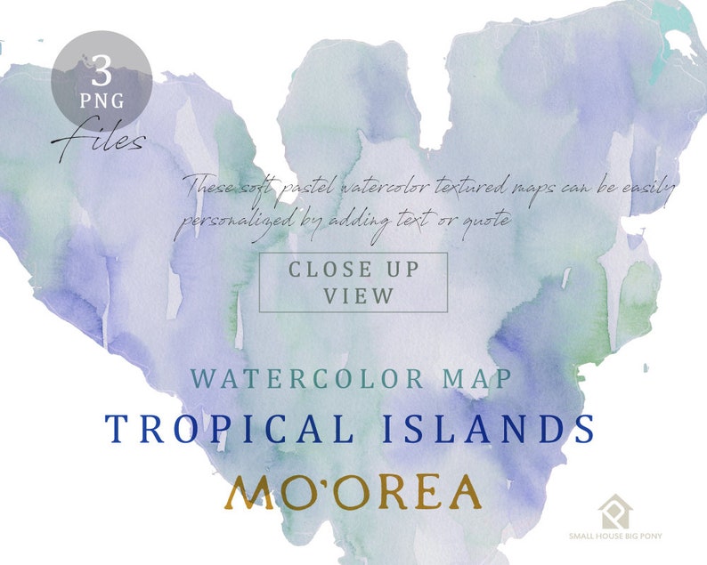 Mo'orea Islands Map Watercolor Map Digital Map Map - Etsy