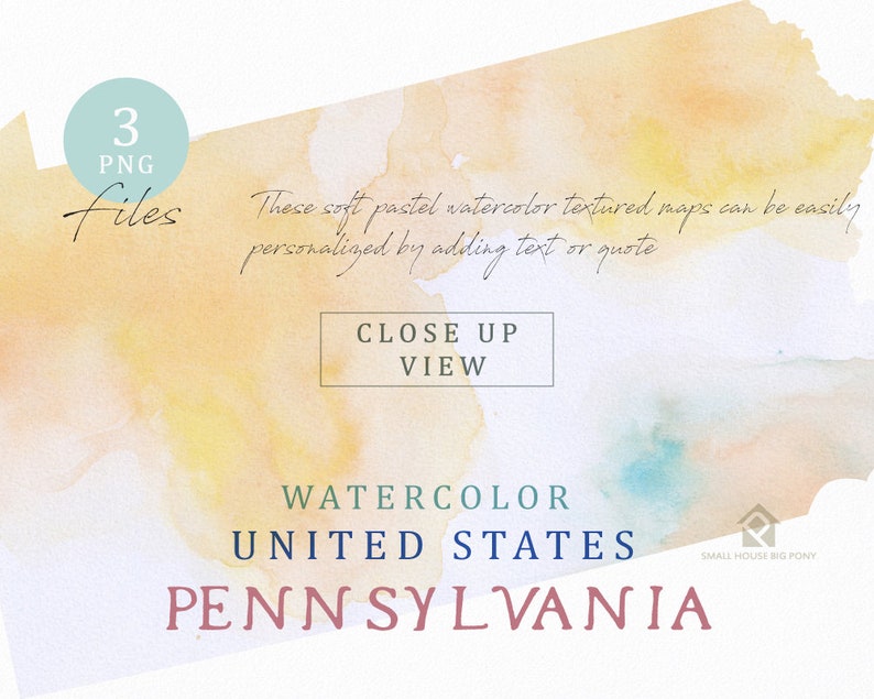Pennsylvania Map Watercolor Map Digital Map Map Clipart | Etsy