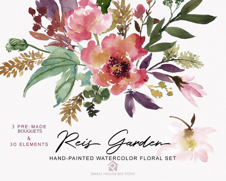 Digital Clipart Watercolor Flower Clipart peonies Clip art | Etsy