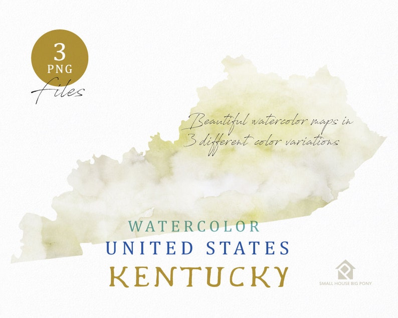 Kentucky Map, Watercolor Map, Digital Map, Map Clipart, Wall Art, Color ...