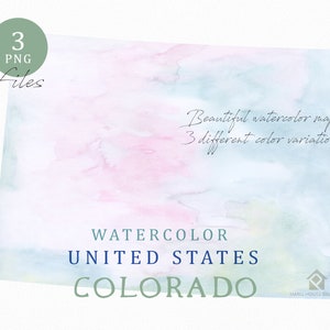 Colorado Map, Watercolor Map, Digital Map, Map Clipart, Wall Art, Color ...