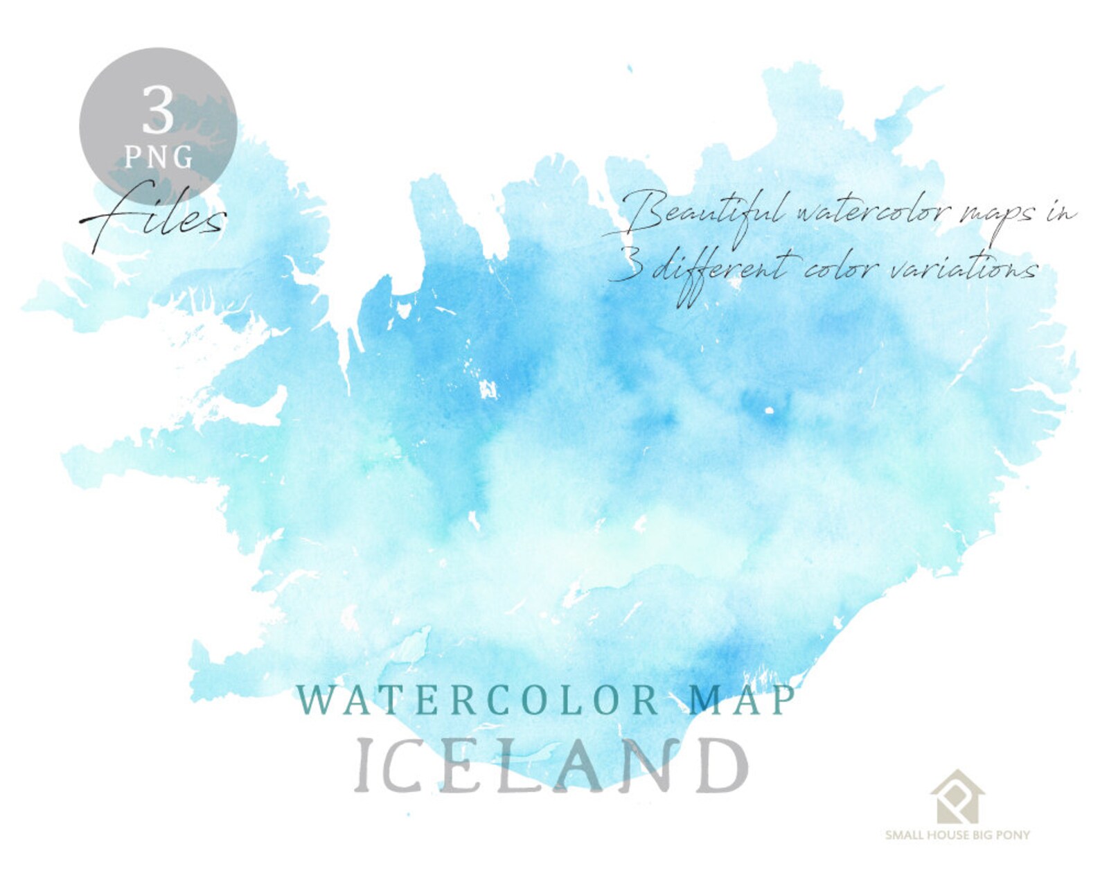 Iceland Map Watercolor Map Instant Download Digital Map | Etsy