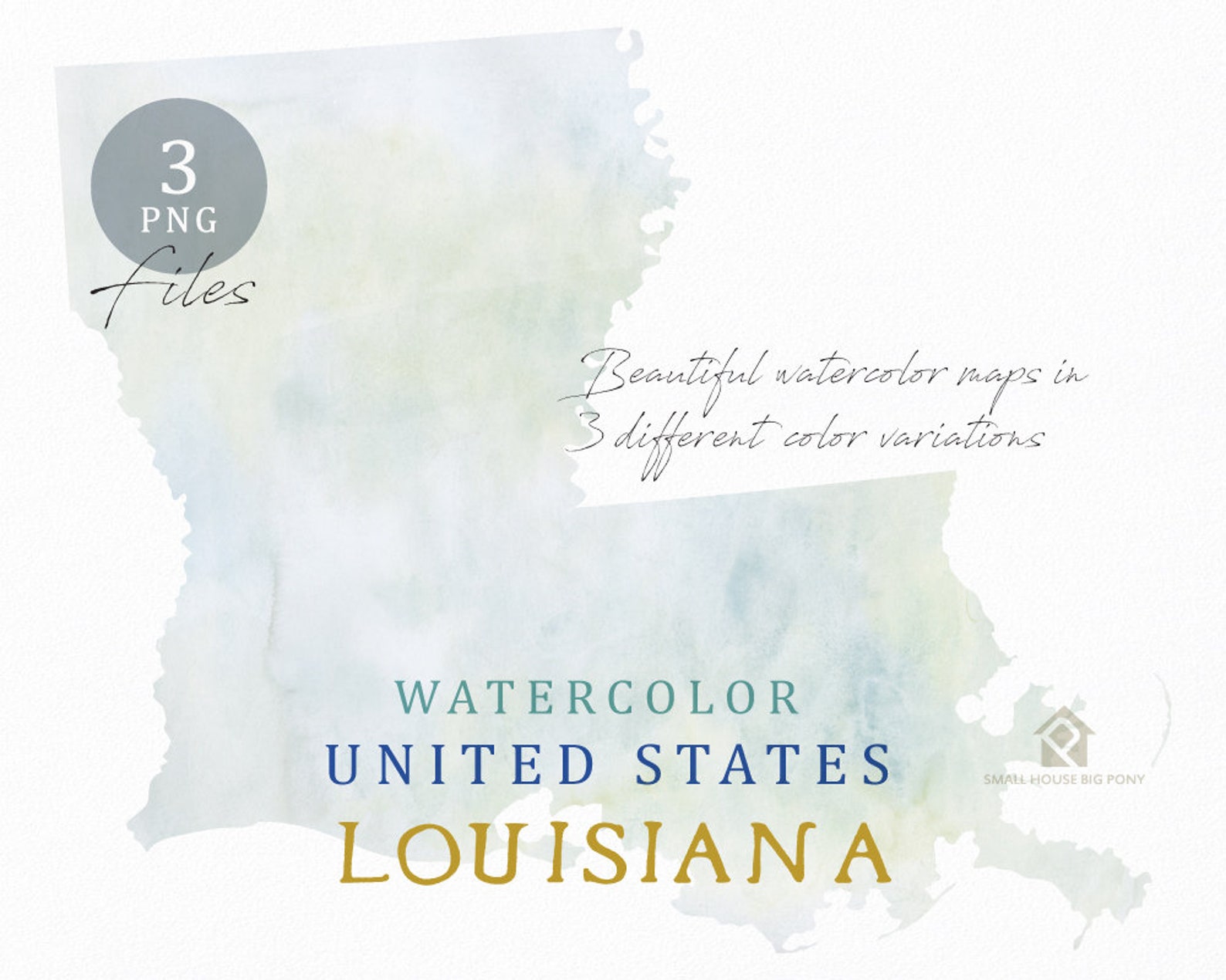 Louisiana Map, Watercolor Map, Digital Map, Map Clipart, Wall Art ...