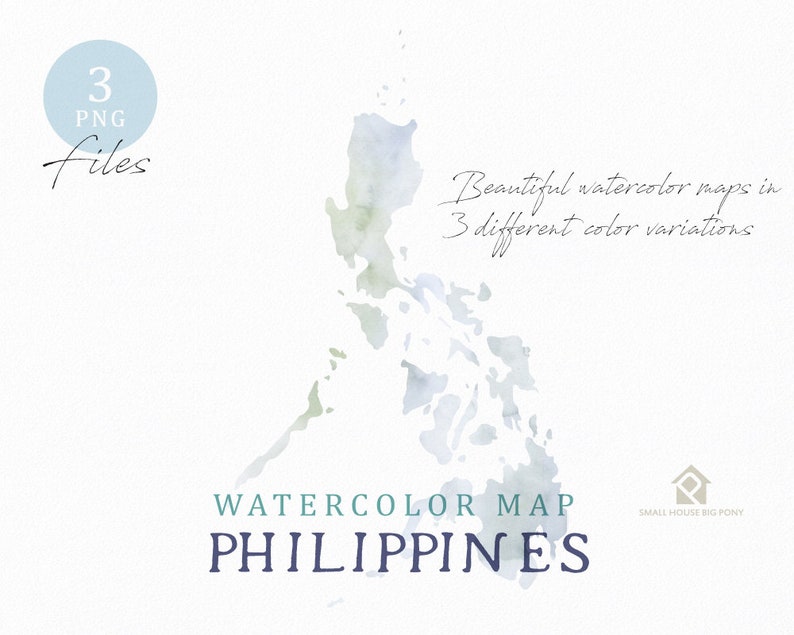 Philippines Map Watercolor Map Instant Download Digital | Etsy