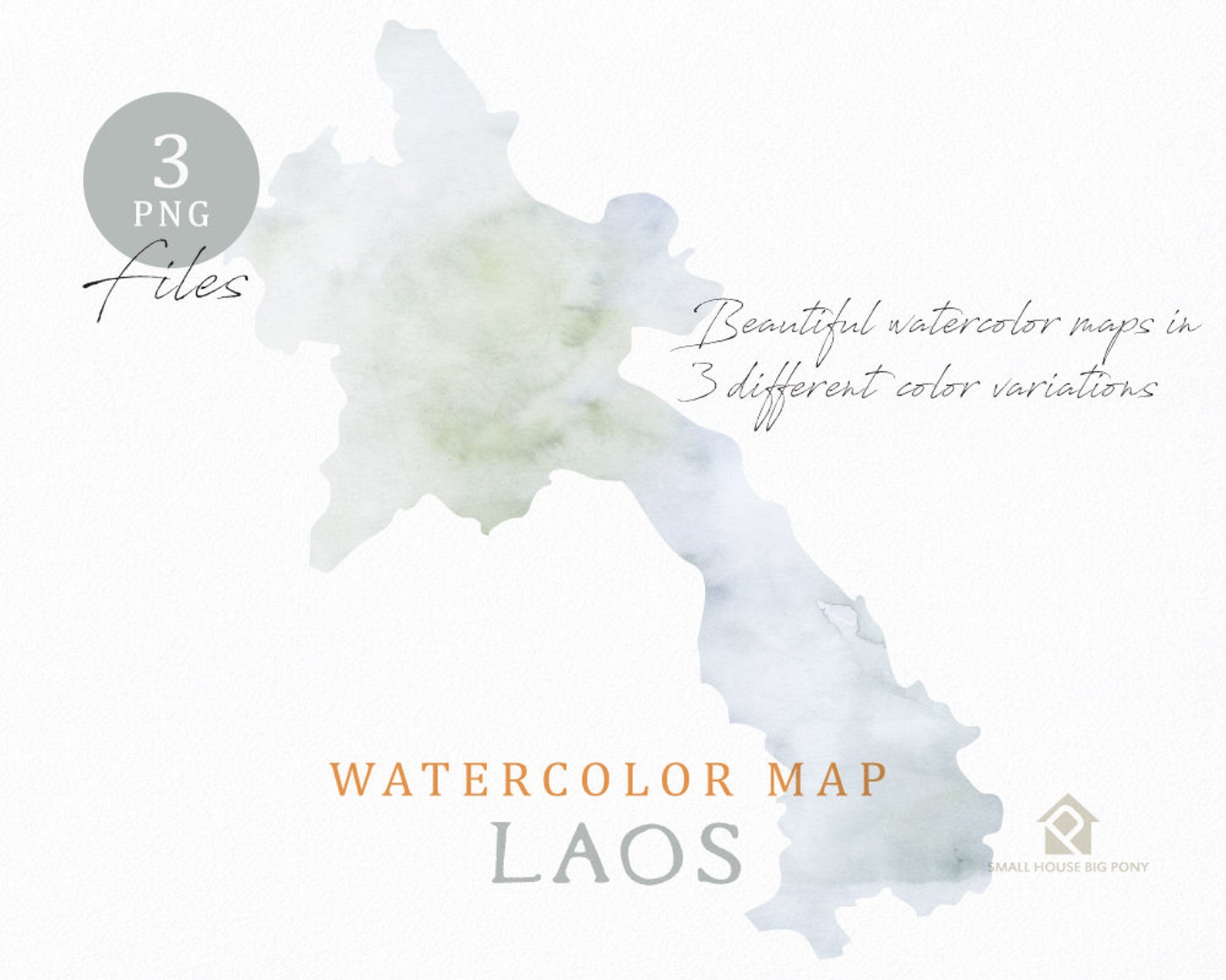 Laos Map, Watercolor Map, Instant Download, Digital Map, Map Clipart ...