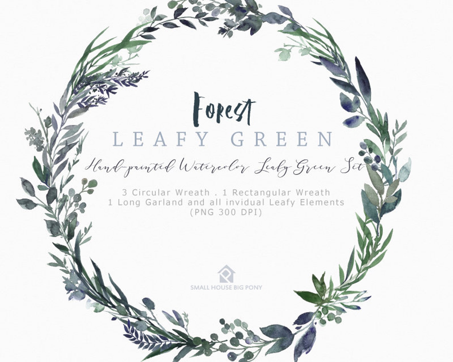 Digital Clipart Watercolor Leaves Clipart Wreath Clip Art | Etsy