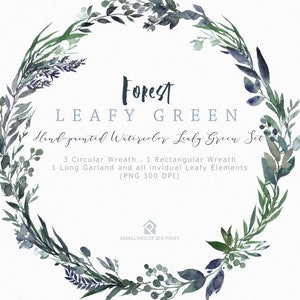 Digital Clipart- Watercolor Leaves Clipart, Wreath Clip Art, Leaf ...