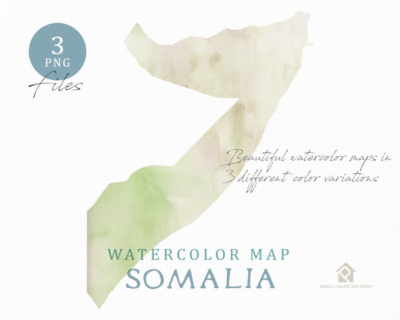 Somalia Map, Watercolor Map, Instant Download, Digital Map, Map Clipart ...