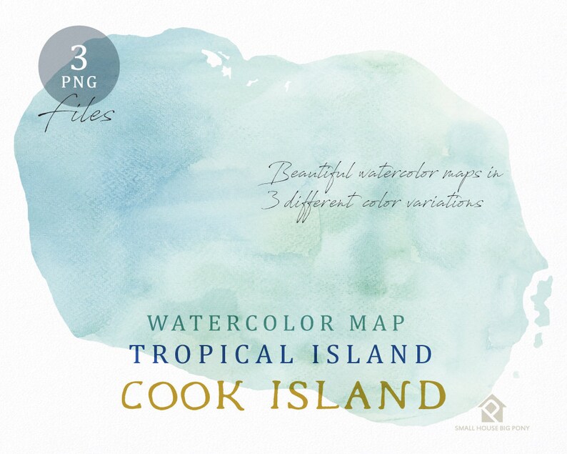Cook Island Map, Watercolor Map, Instant Download, Digital Map, Map ...