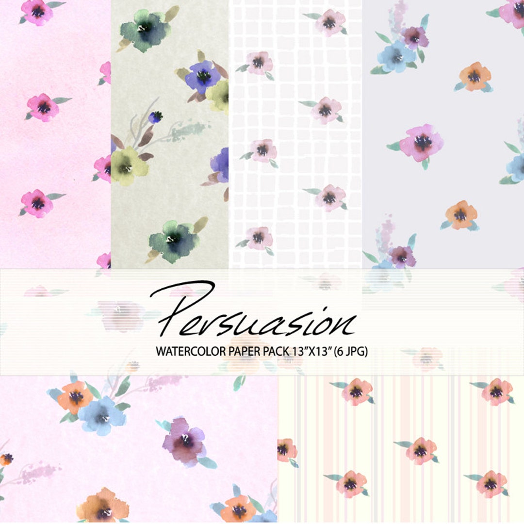Watercolour Floral Digital Paper Pack: Flowers, Watercolour Clip Art ...