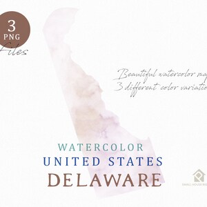 Delaware Map, Watercolor Map, Digital Map, Map Clipart, Wall Art, Color ...